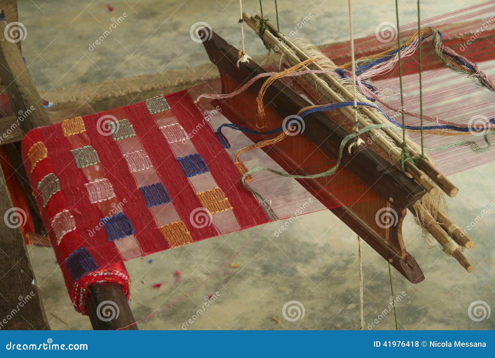Old Age Weaving Hand Loom Machine From India Stock Photography ...