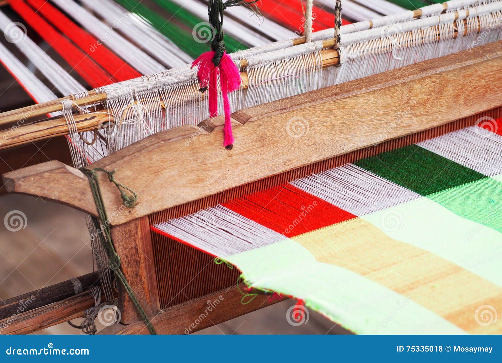 Loom weaving in thailand stock photo. Image of material - 75335018