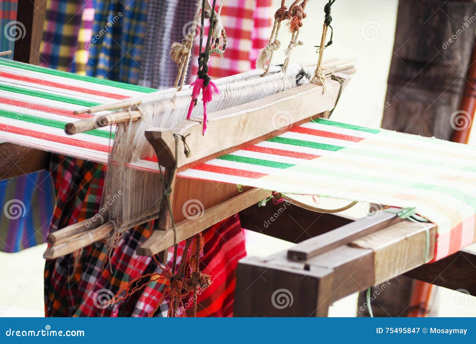 Loom weaving in thailand stock image. Image of culture - 75495847