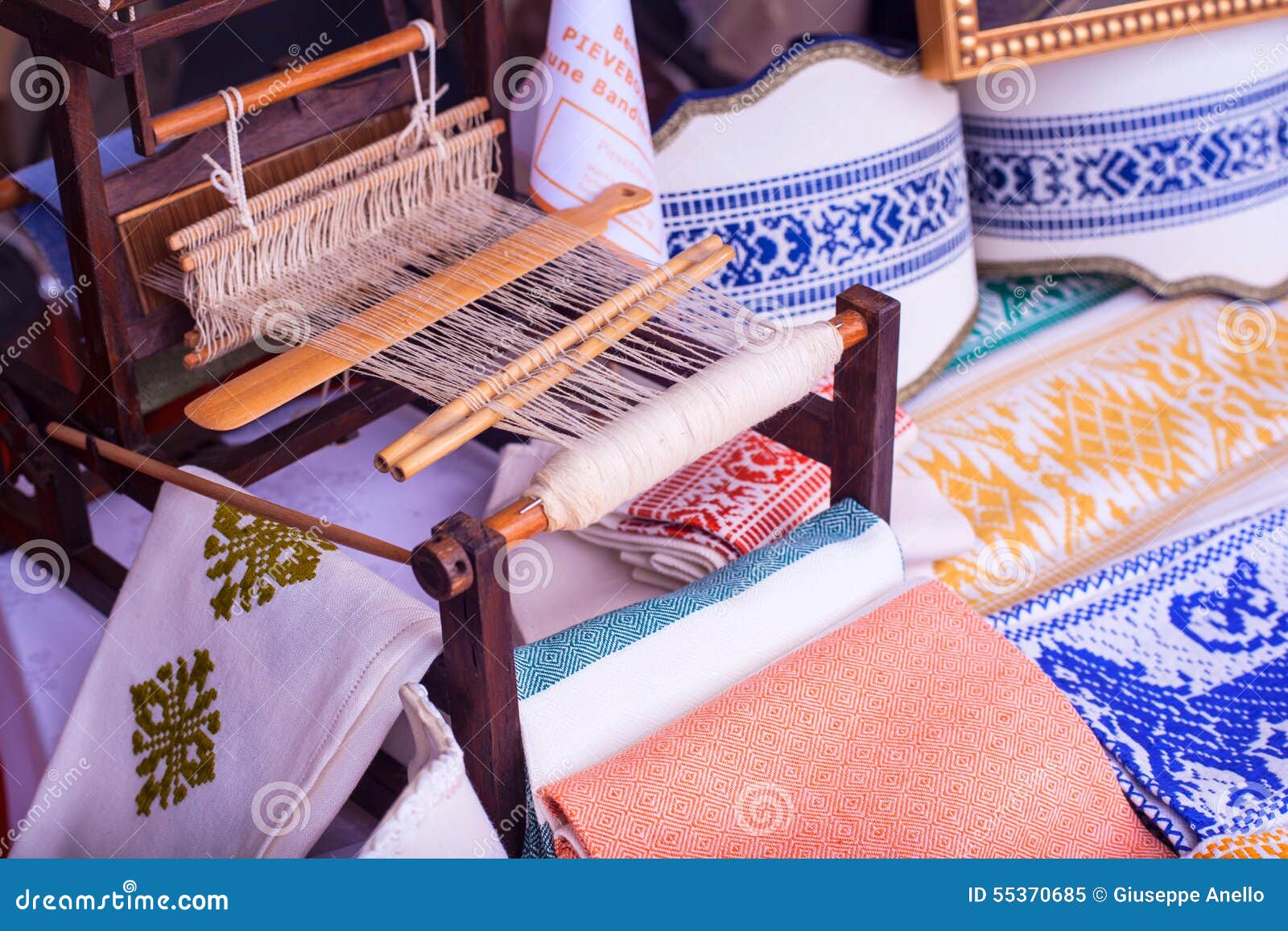 Loom white thread homemade stock image. Image of clothing - 55370685