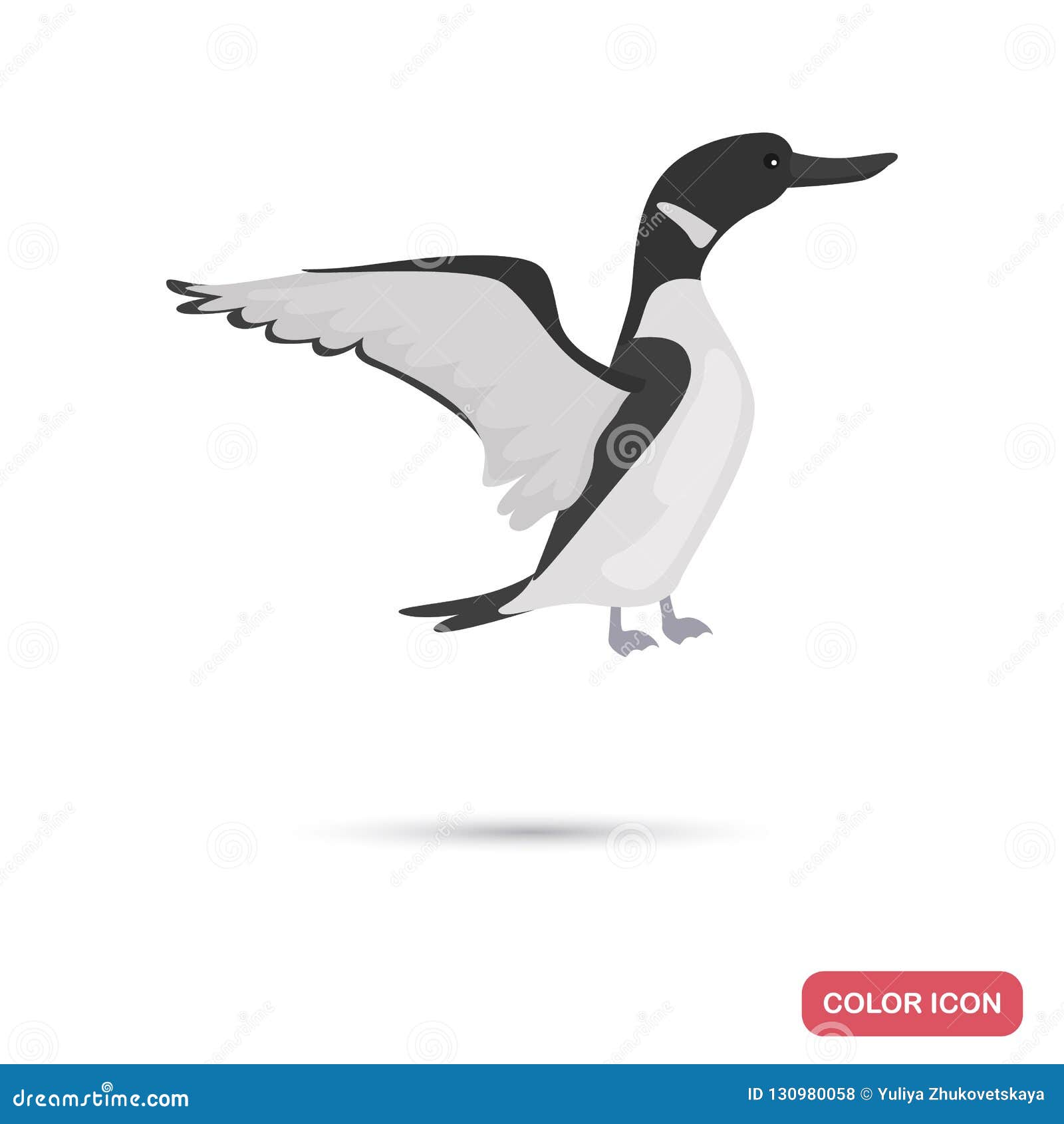 Loon Sea Bird Color Flat Icon Stock Vector - Illustration of feathered ...