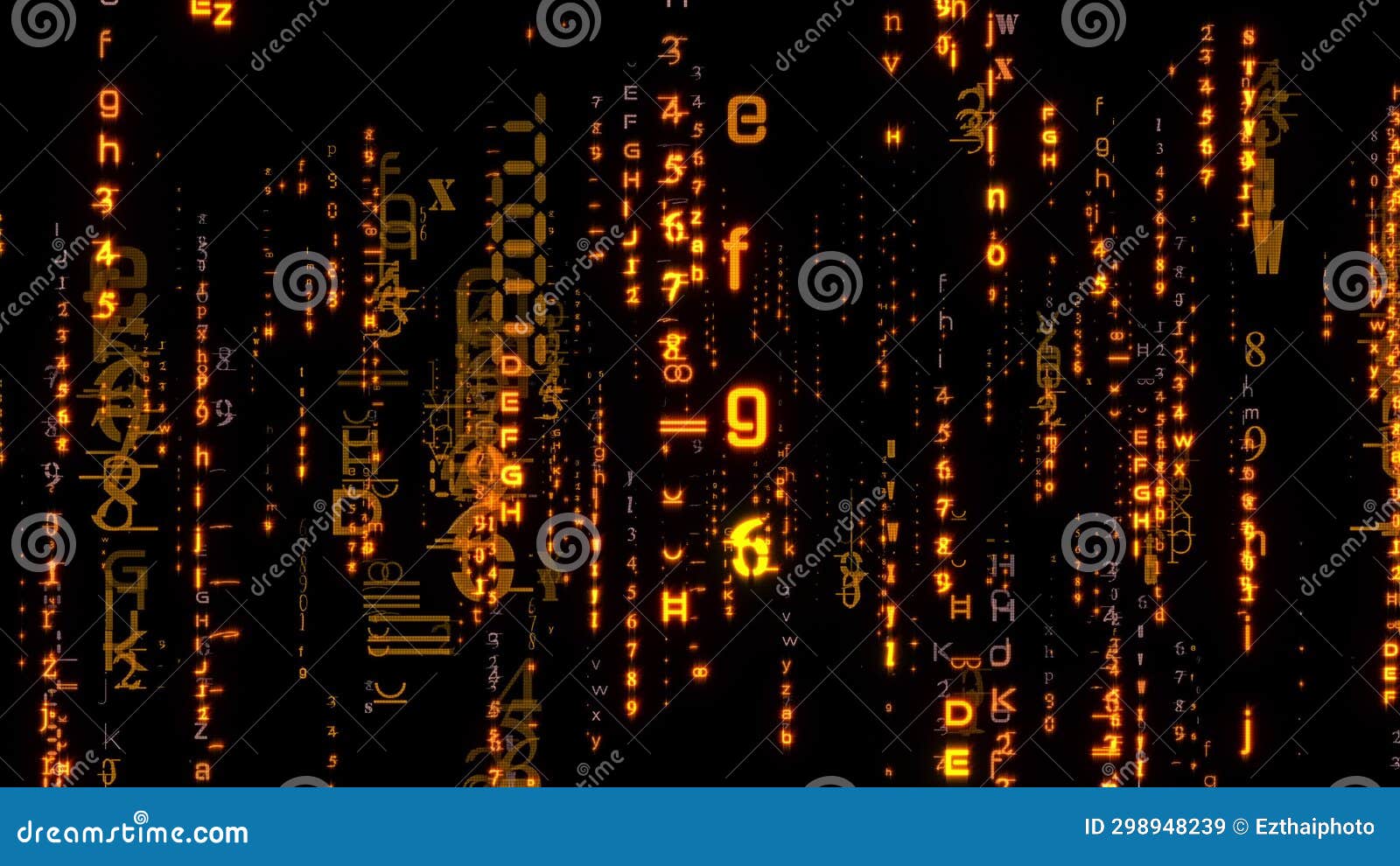 Loop Abstract Glow Orange Matrix Text Falling Animation Stock Video ...