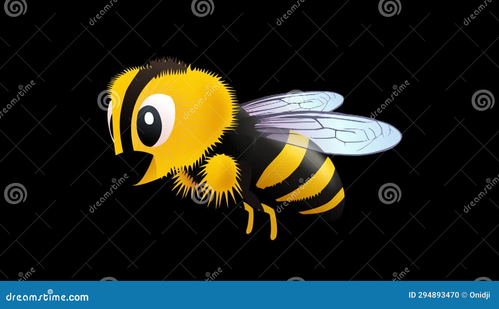 Animation Loop of a Flying Cartoon Bee (white Background and Mask for ...