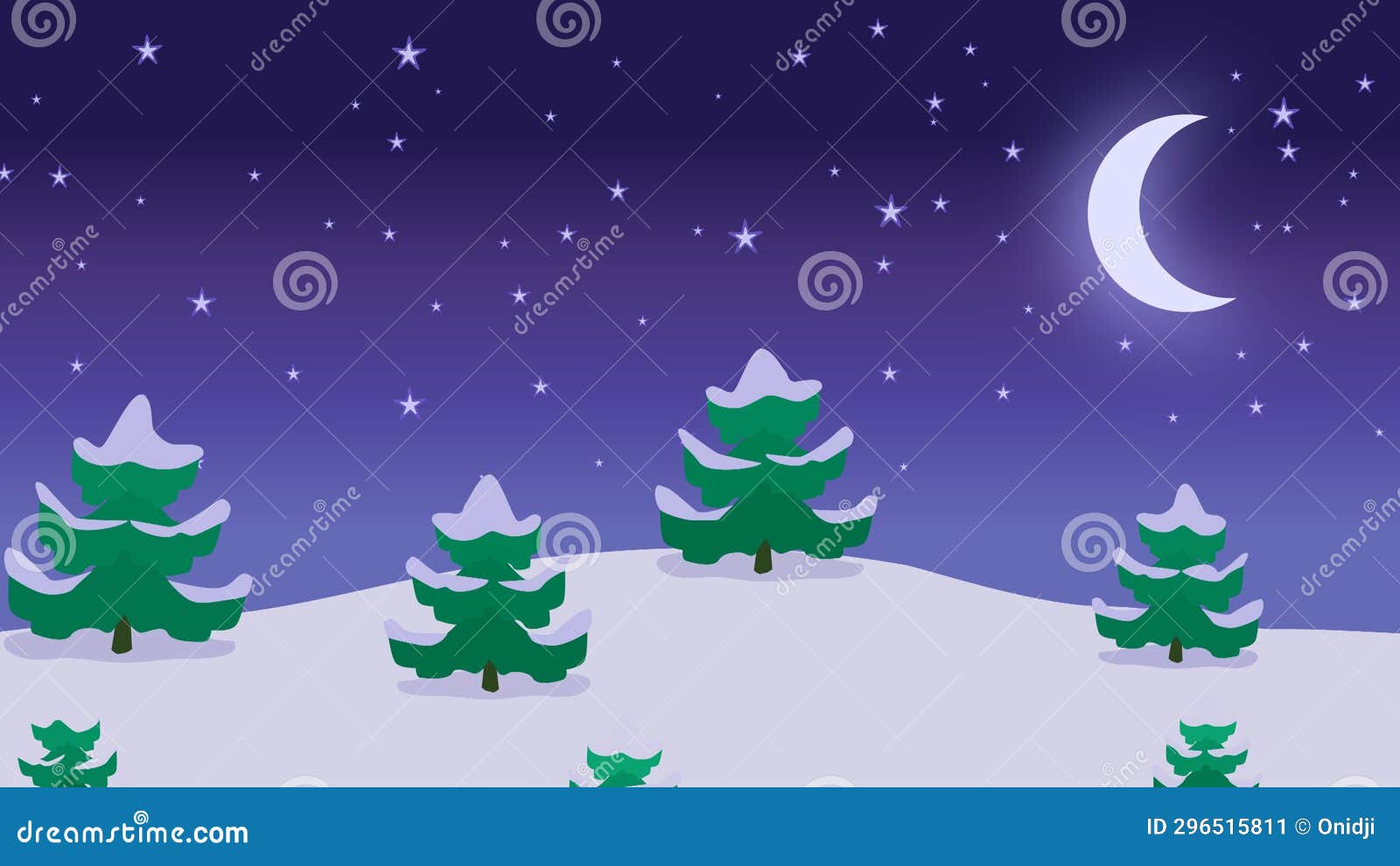 Background Landscape of a Snowy Fir Forest during the Night (loop ...