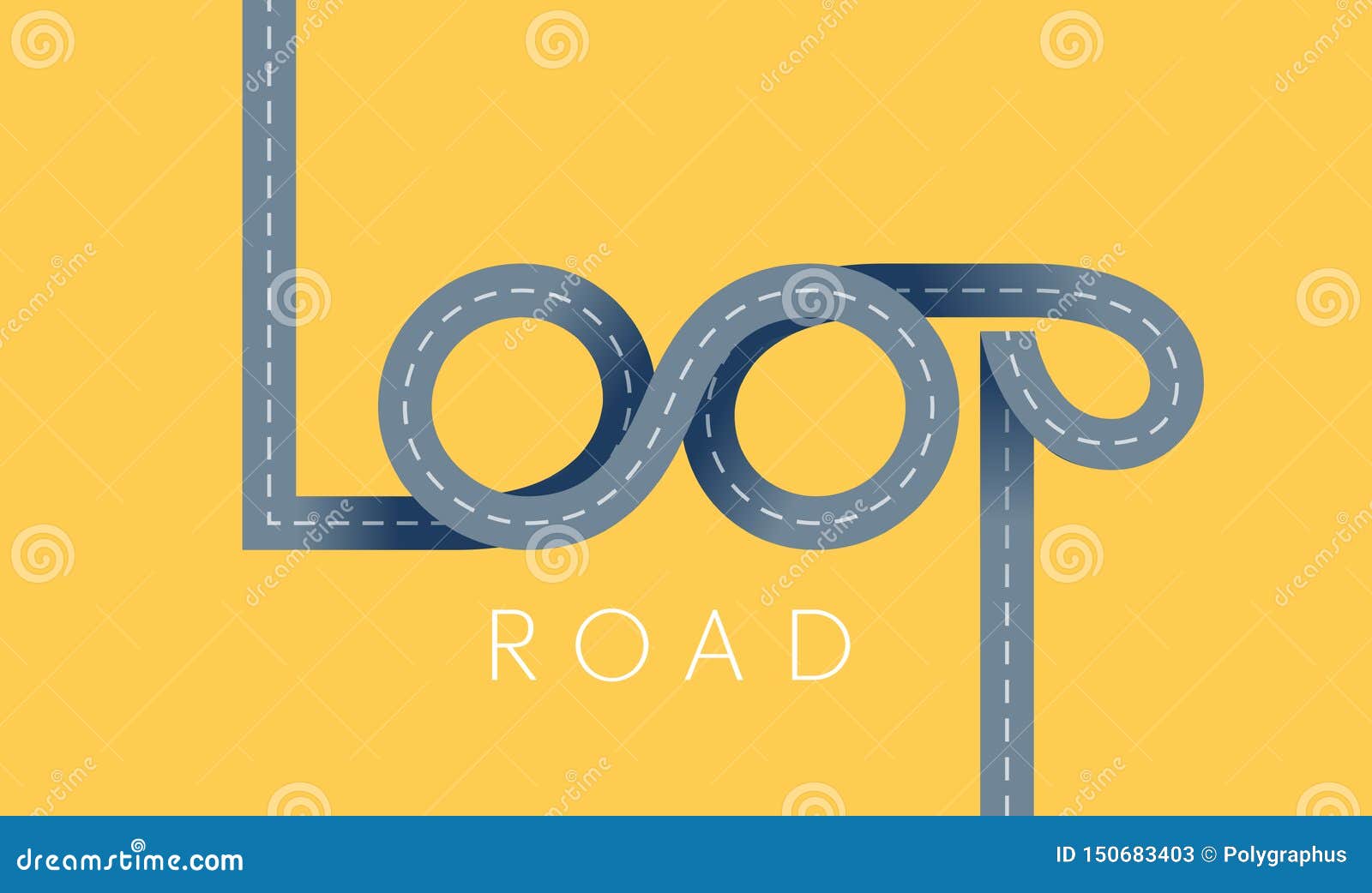 Loop Asphalt Road Concept. Vector Ribbon Lettering Stock Image - Image ...