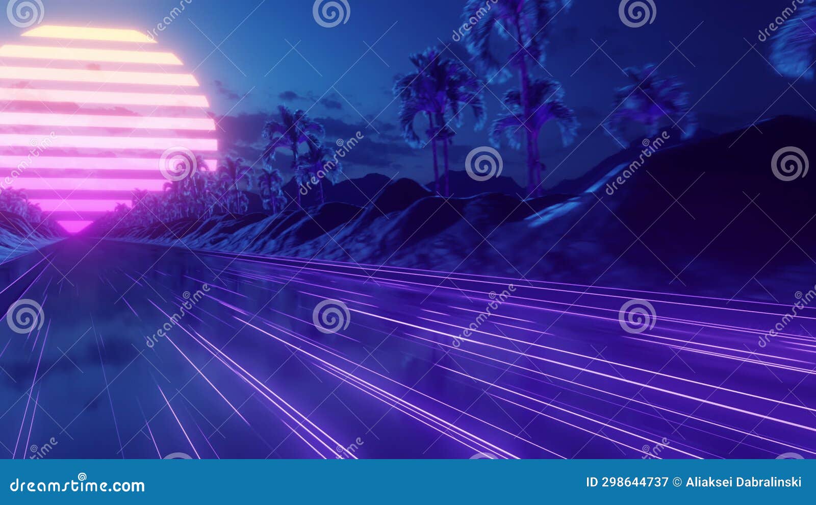 Loop Background Neon Retro Wave 80s Style Stock Video - Video of ...