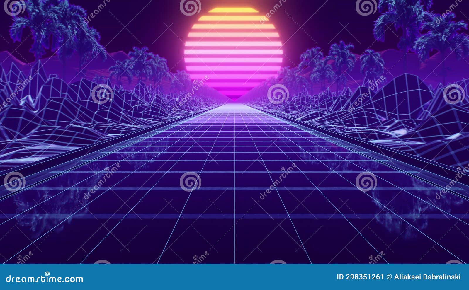 Loop Background Neon Retro Wave 80s Style Stock Video - Video of ...