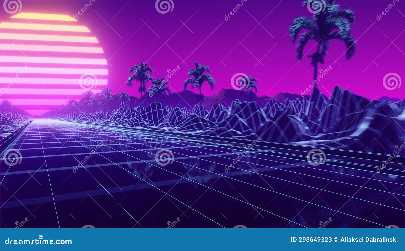 Loop Background Neon Retro Wave 80s Style Stock Video - Video of ...
