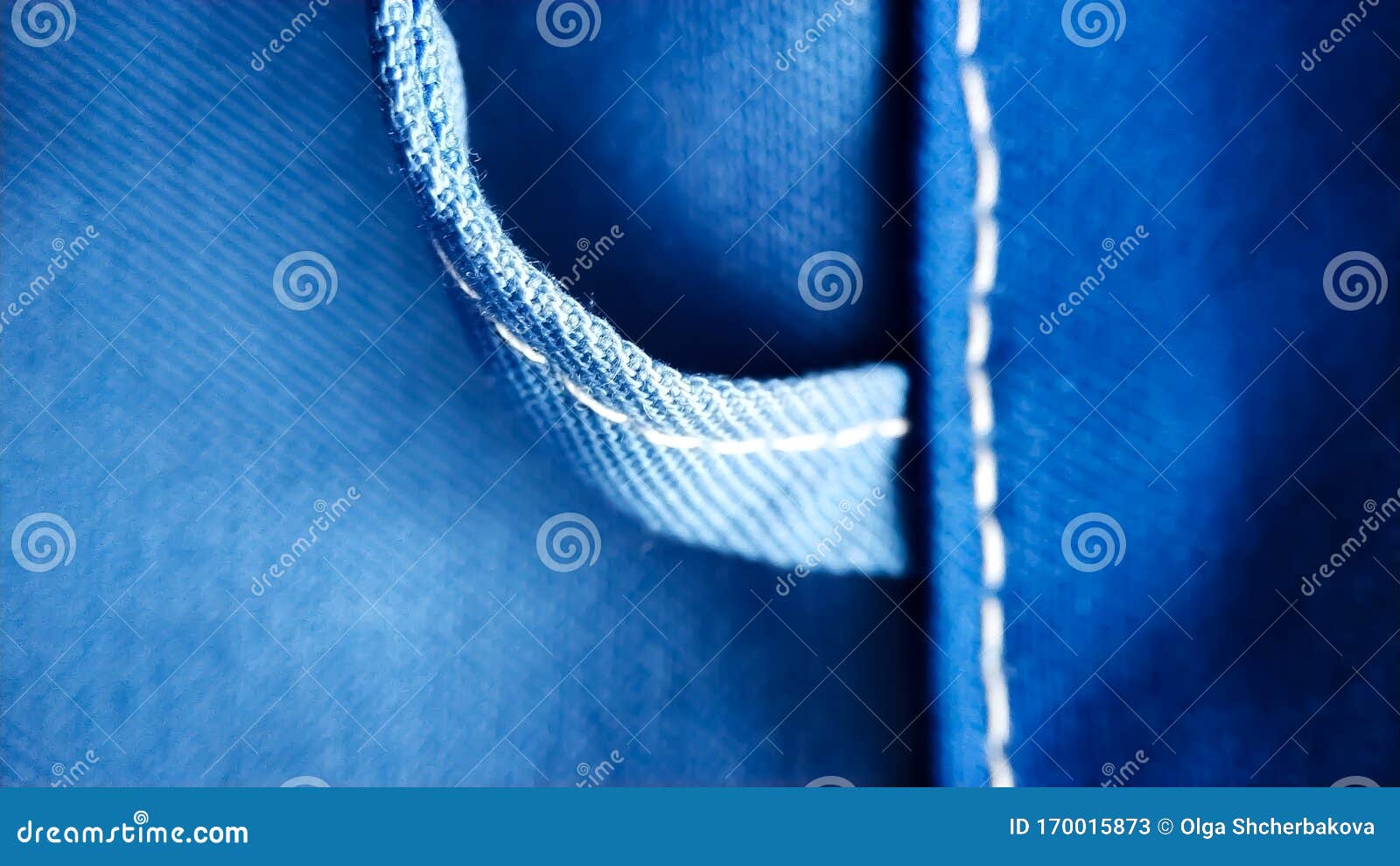 Loop on Blue Work Clothes. Workwear Close-up Macro Seam, Screed ...