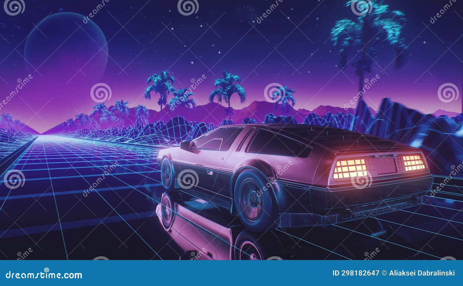 Loop Car and Background Neon Retro Wave 80s Style Stock Video - Video ...