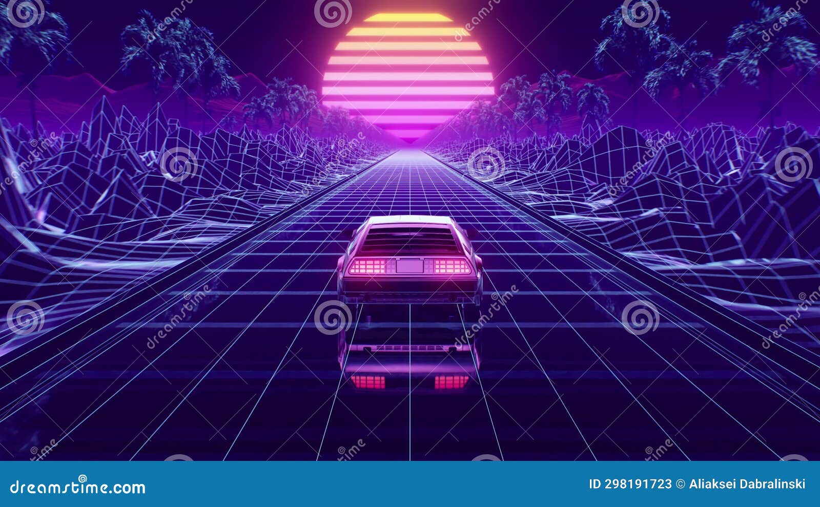 Loop Car and Background Neon Retro Wave 80s Style Stock Video - Video ...