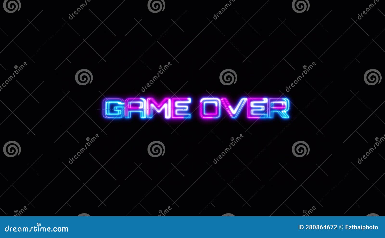 Loop Game Over Pink Blue Neon Glitch Text Effect Stock Footage - Video ...