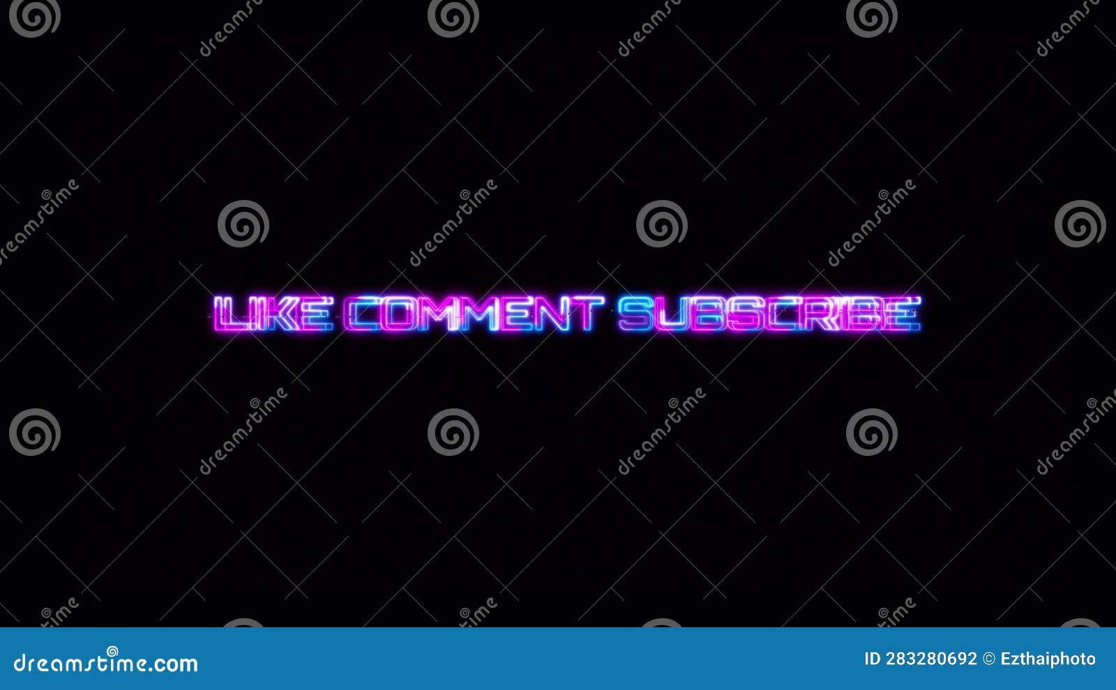 Loop Like Comment Subscribe Blue Pink Neon Text Effect Stock Footage ...