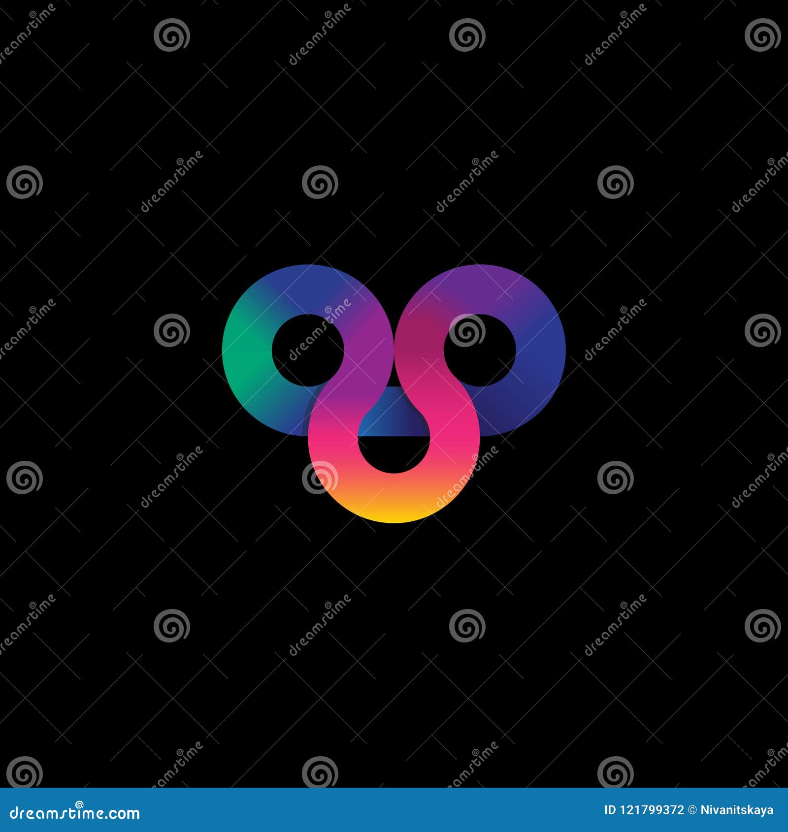 Loop Logo. Colorful Gradient Emblem of 3 Loops on a Dark Background ...