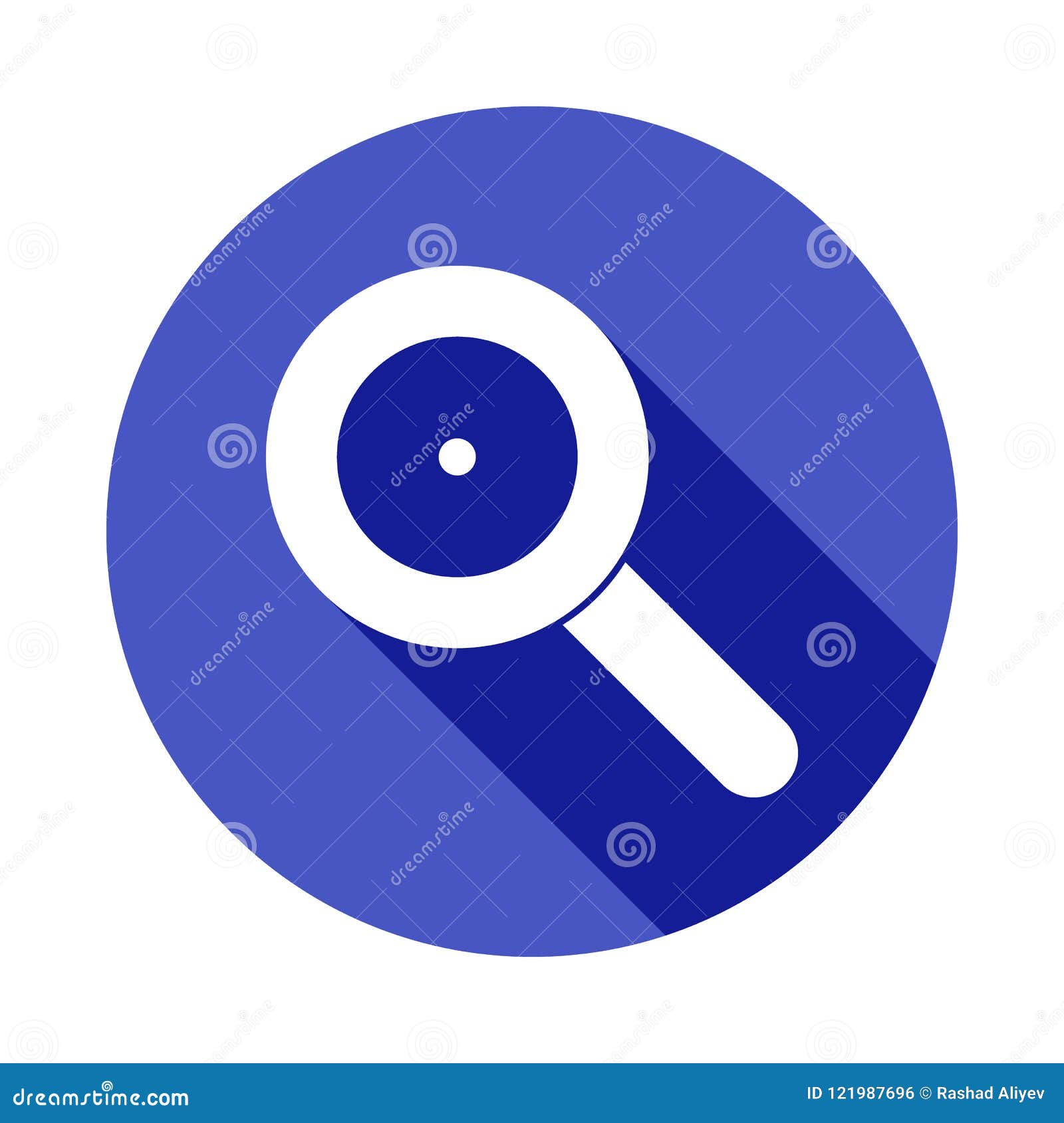 Loop Magnifier Icon in Flat Long Shadow Style Stock Illustration ...