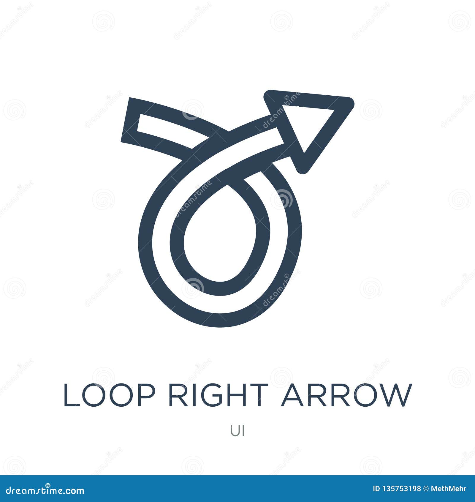 Loop Right Arrow Icon in Trendy Design Style. Loop Right Arrow Icon ...