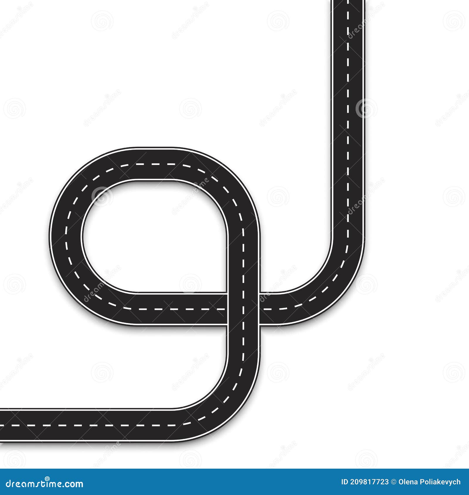 Loop Road To the Left. Track without Pins. Empty Black Road.Global Map ...