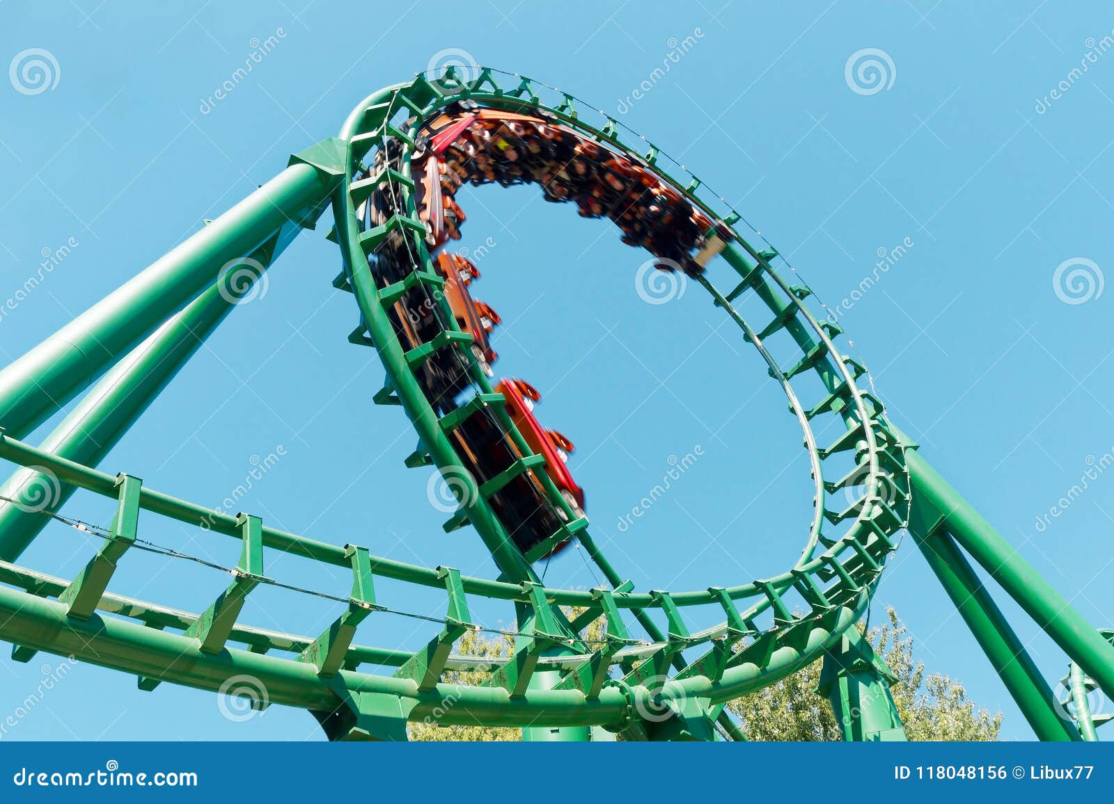 Loop Rollercoaster Fun Ride Amusement Park Stock Photo - Image of high ...