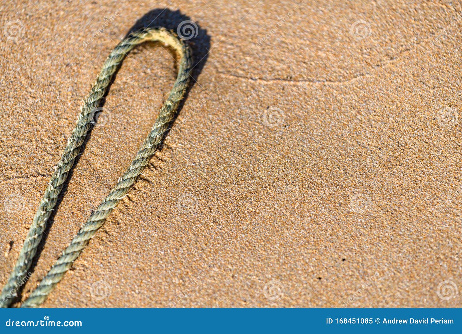 Rope on a sandy beach stock image. Image of sand, copy - 168451085