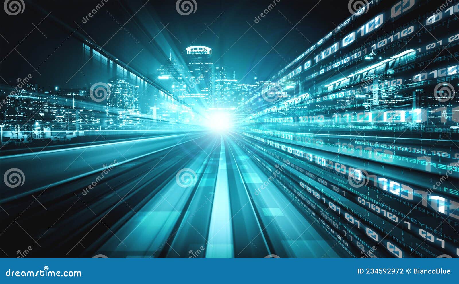 Loopable Video of Digital Data Flow on Road in Concept of Program ...