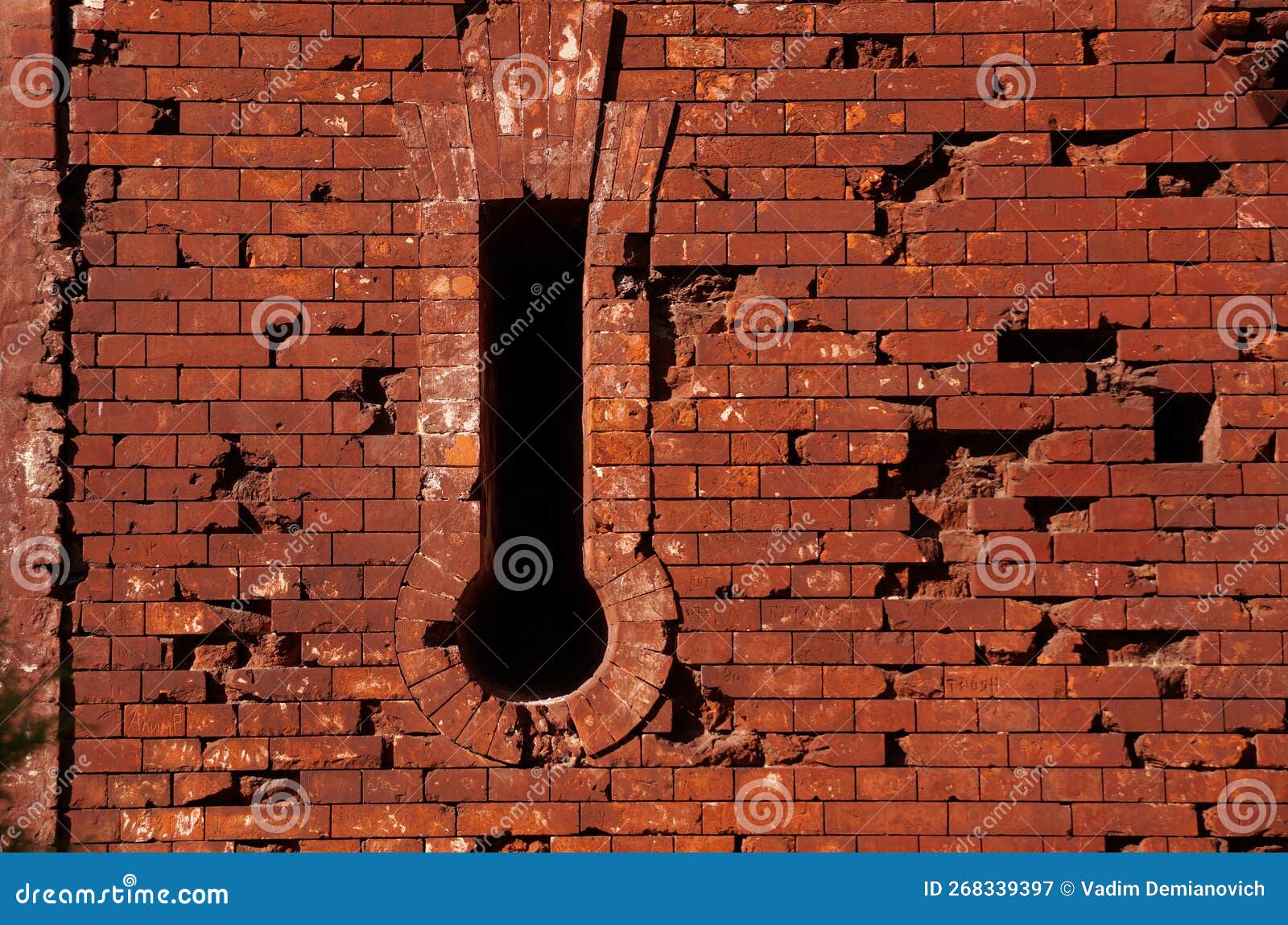 Loophole in the Red Brick Wall in the Brest Fortress Stock Image ...