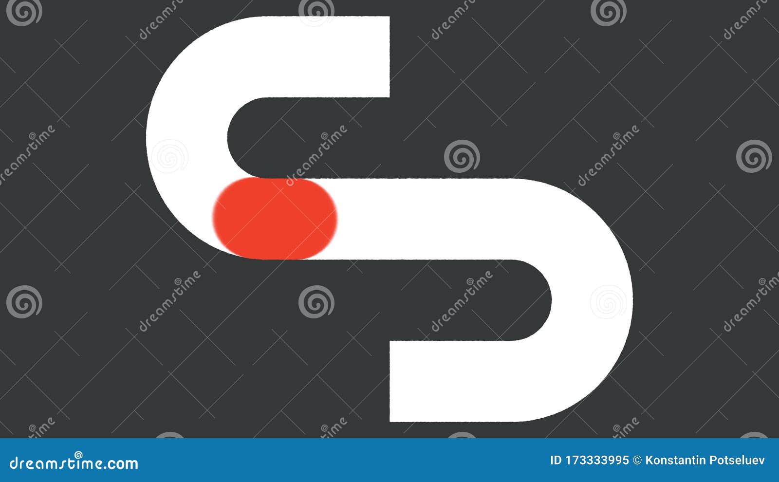 Looping Animation of the Endless Movement of a Ball Along a Path. Gray ...