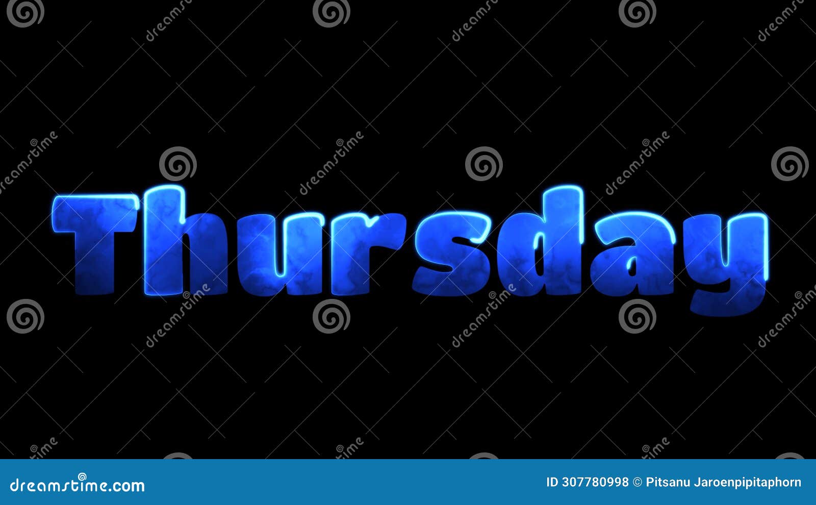 Looping Neon Glow Effect Thursday Word, Black Background Stock ...