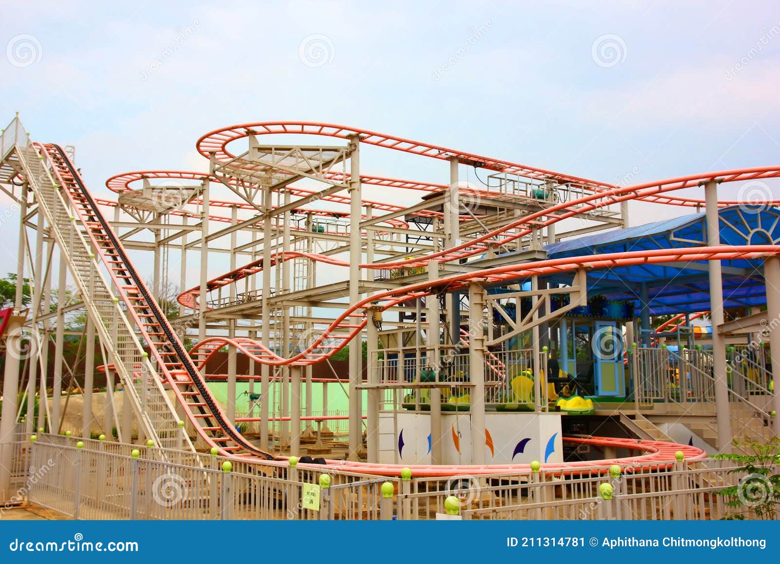 Looping Roller Coaster Lines in Amusement Park Rides Stock Image ...