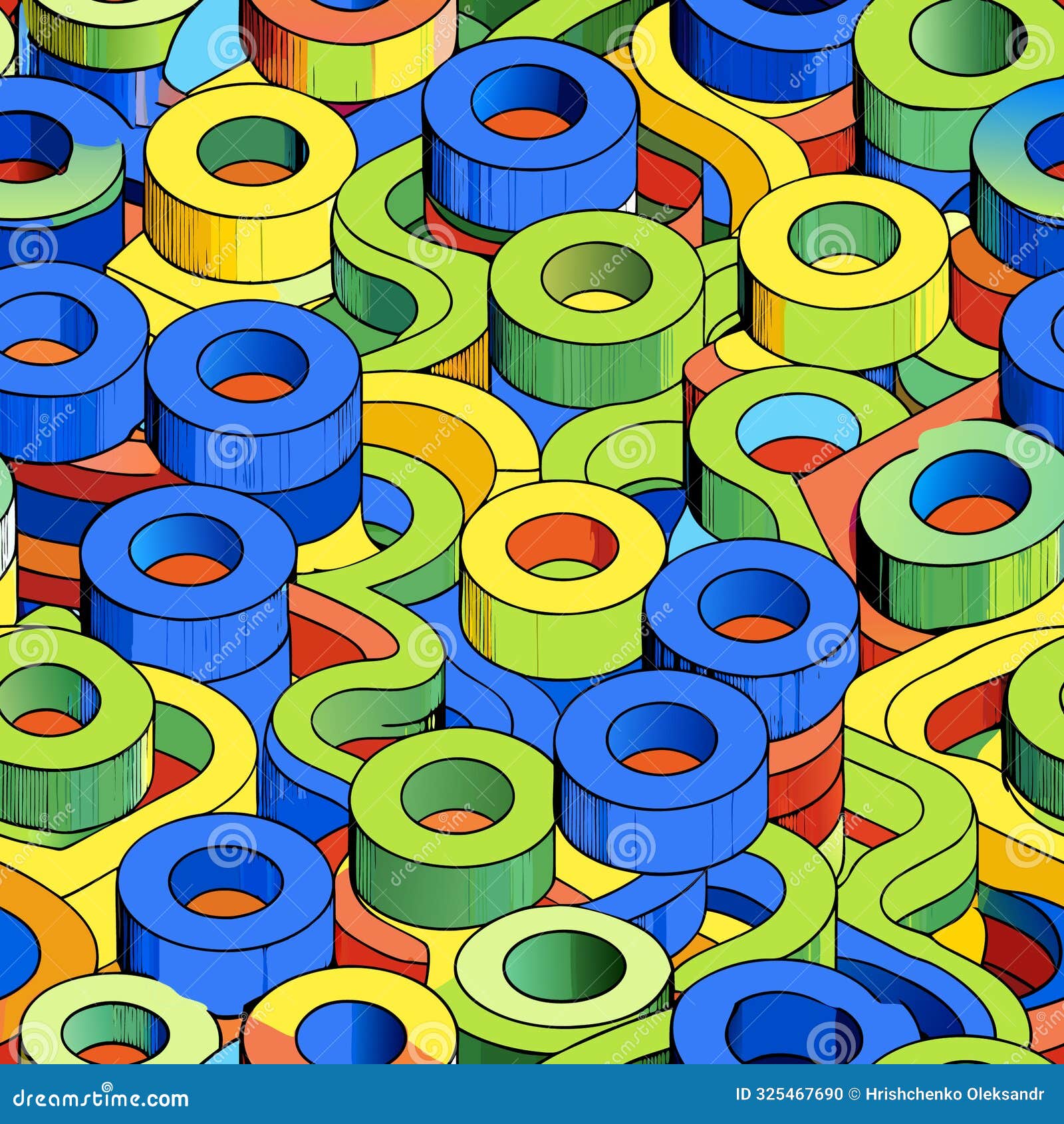 A Looping Texture Consisting of 3D Pop Style Cylinders of Different ...