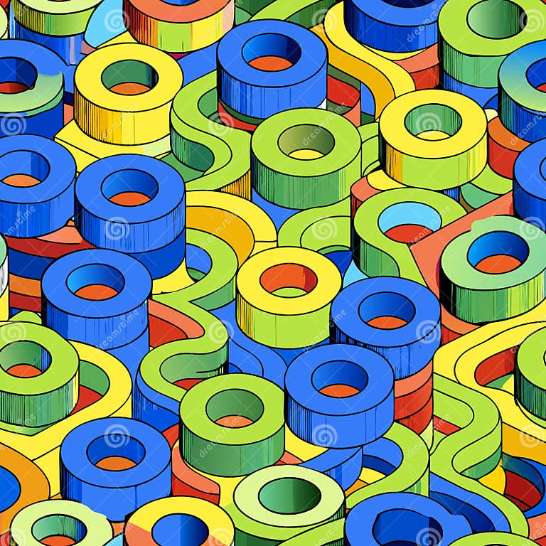 A Looping Texture Consisting of 3D Pop Style Cylinders of Different ...