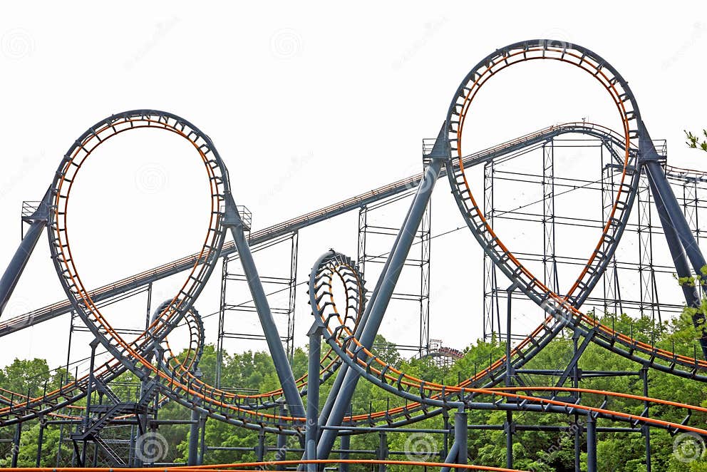 Loops on Roller Coaster stock image. Image of track, rollercoaster ...