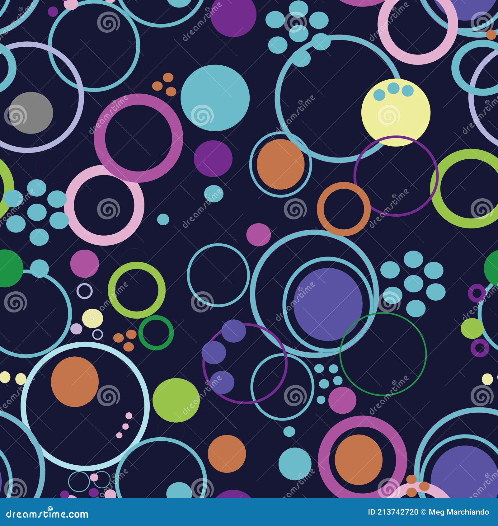 Loopy Bright Lite in Bright Colors on Blue Background Seamless Vector ...