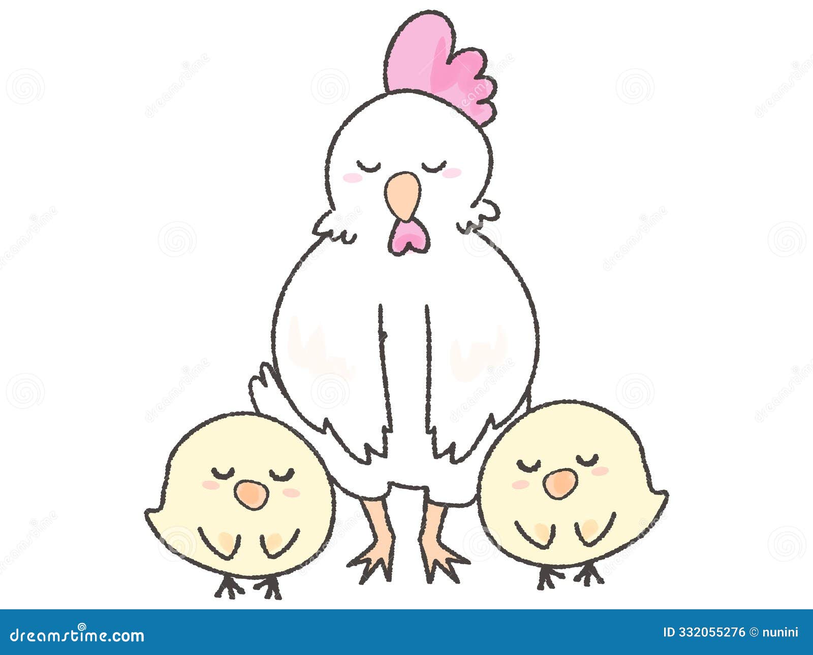 Loose Chicken and Chick Bowing and Apologizing Stock Illustration ...