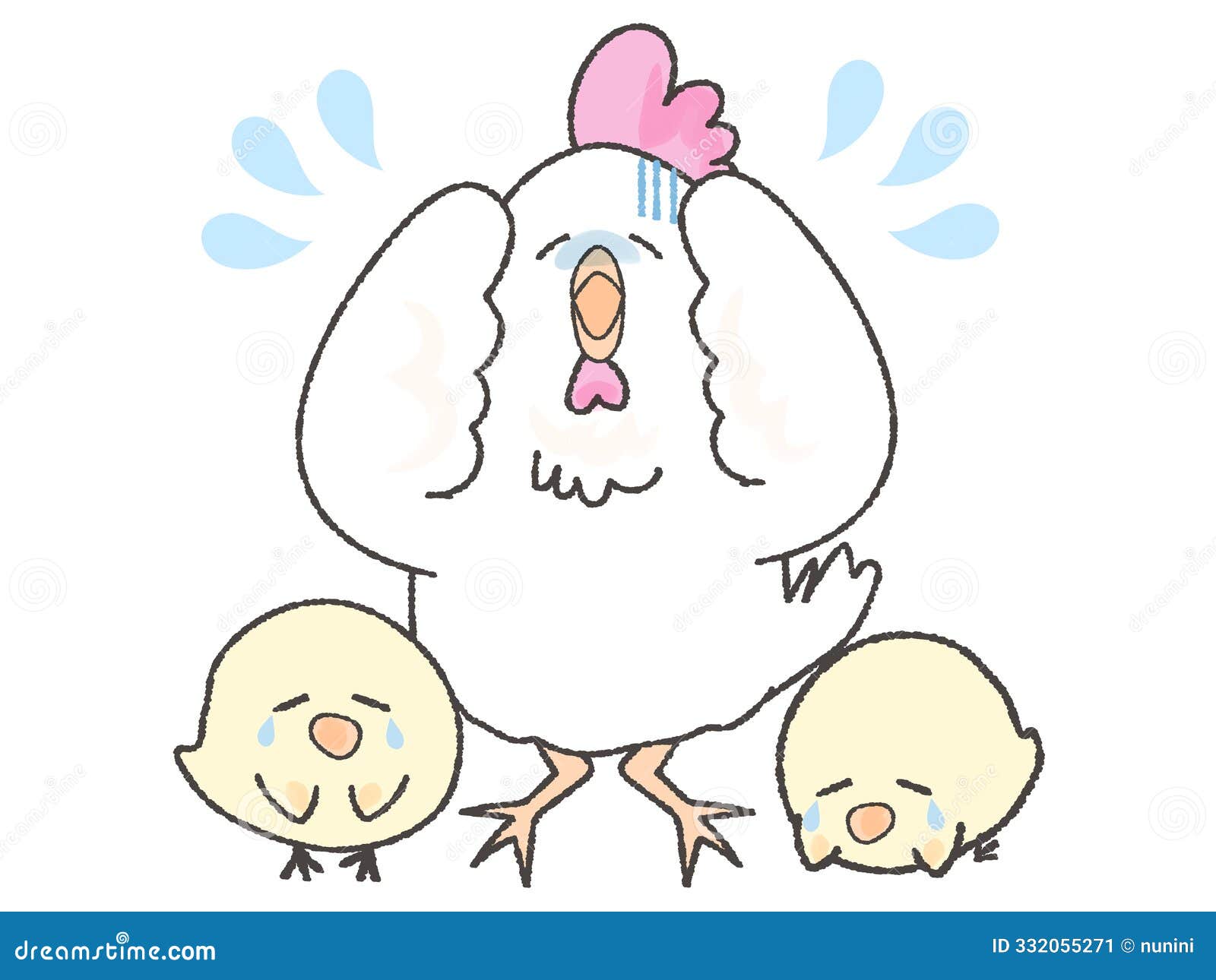 Loose Chicken and Chick are Troubled and Panic Stock Illustration ...