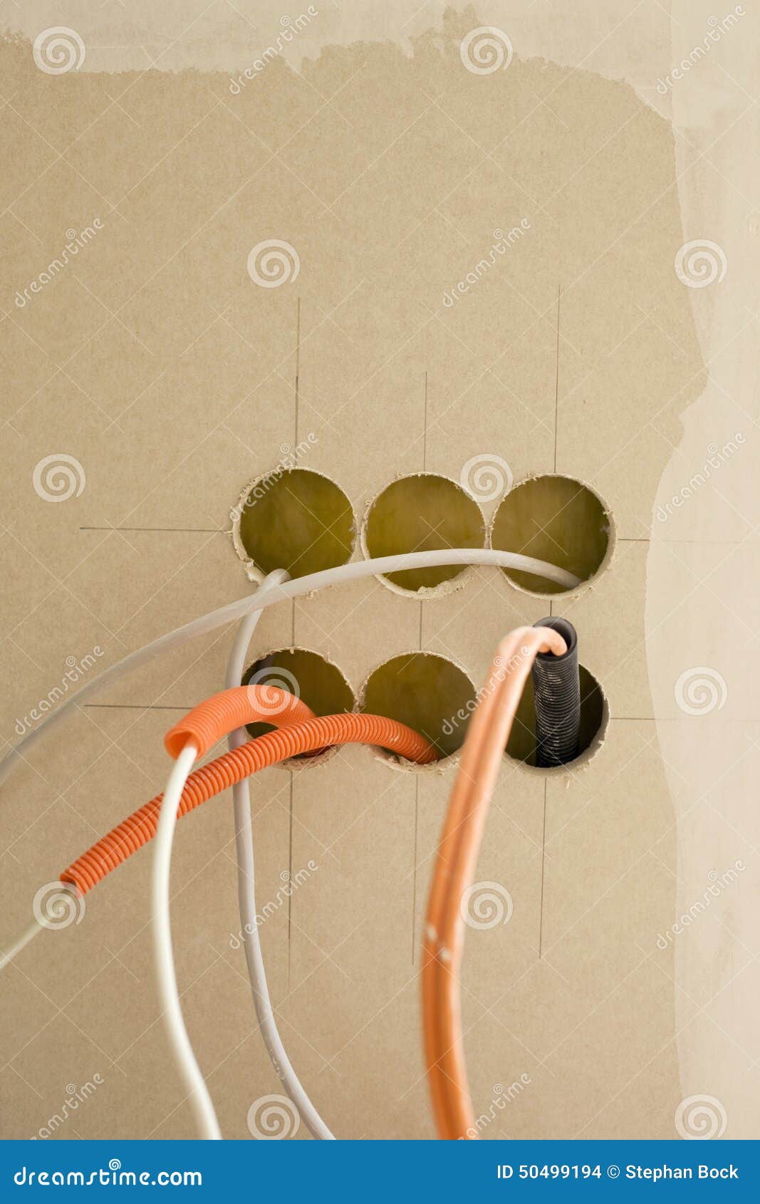 Loose electrical wires stock photo. Image of hole, wall - 50499194