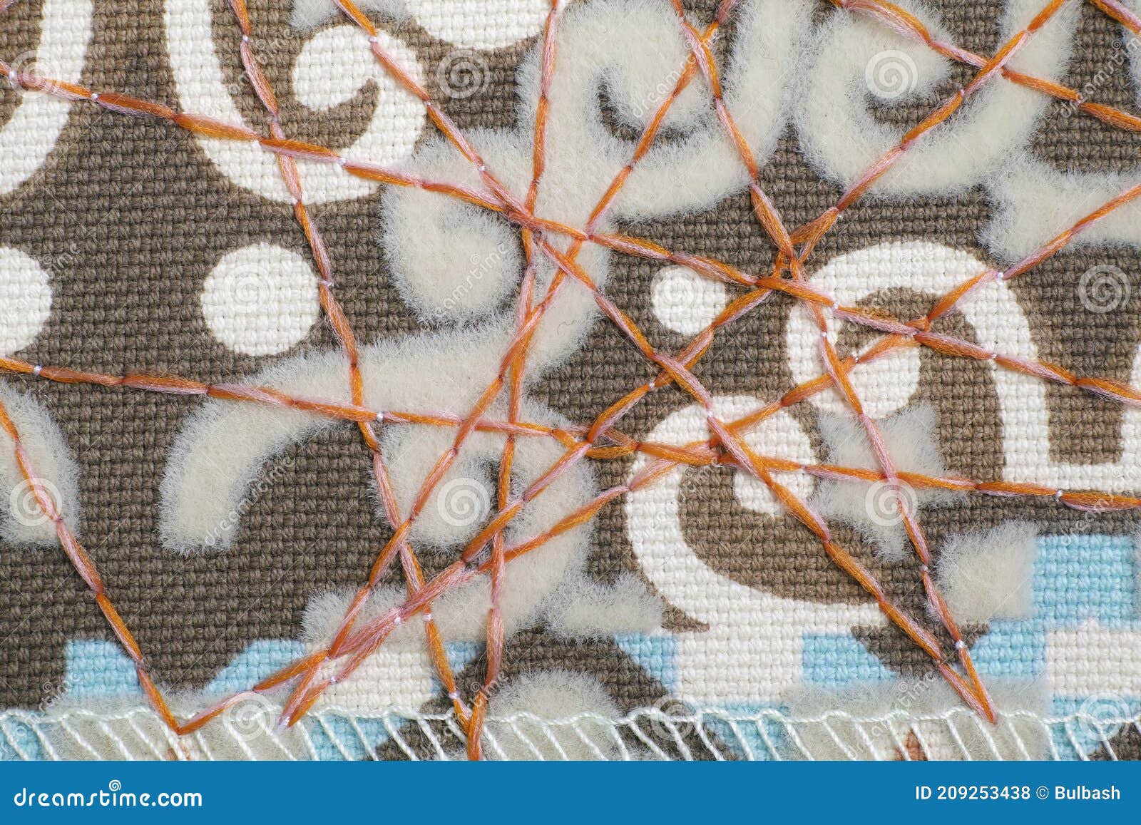 Finishing Stitch, Double Seam, Made With Beige Threads Stock ...