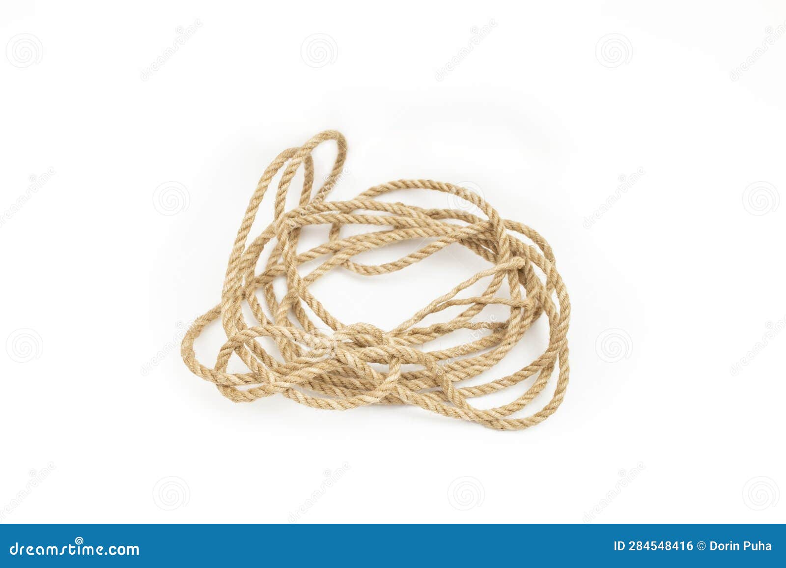 Loose Tangled Jute Rope Coil, Isolated on White Stock Photo - Image of ...