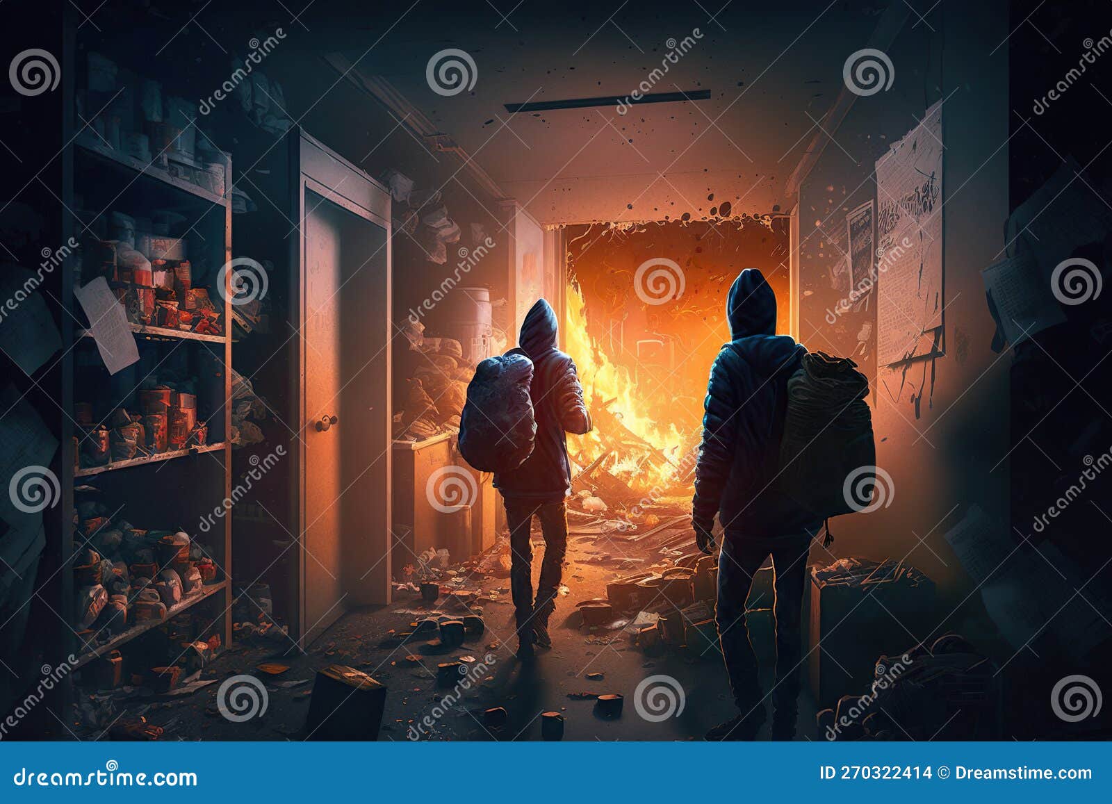 Looters Stealing Things during the Night, Created with Generative AI ...