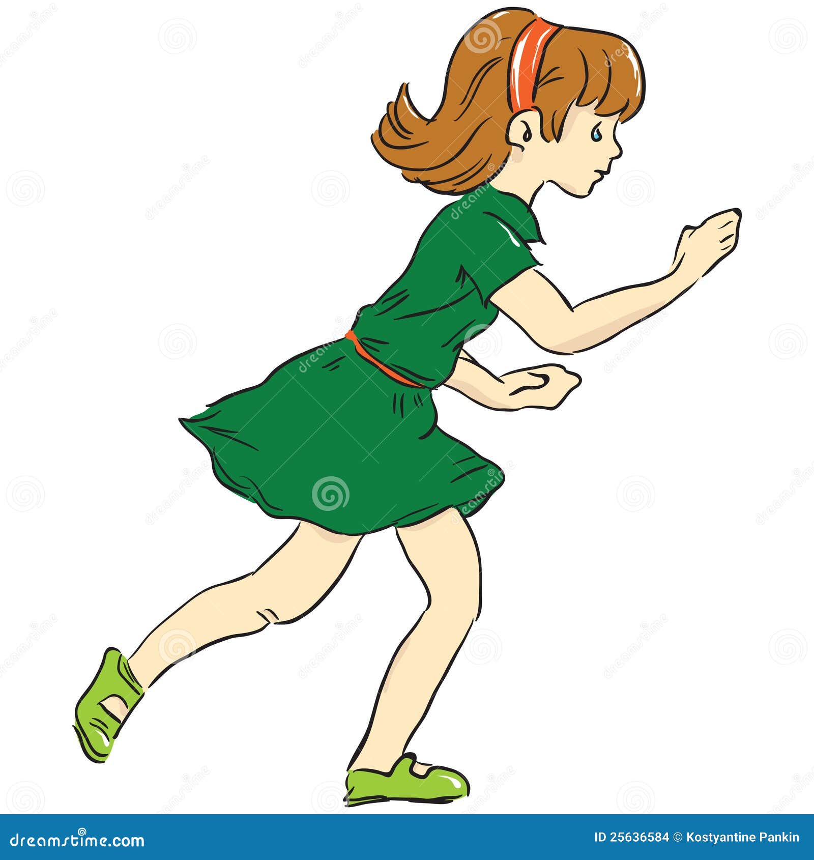 Lopend meisje vector illustratie. Illustration of staart - 25636584