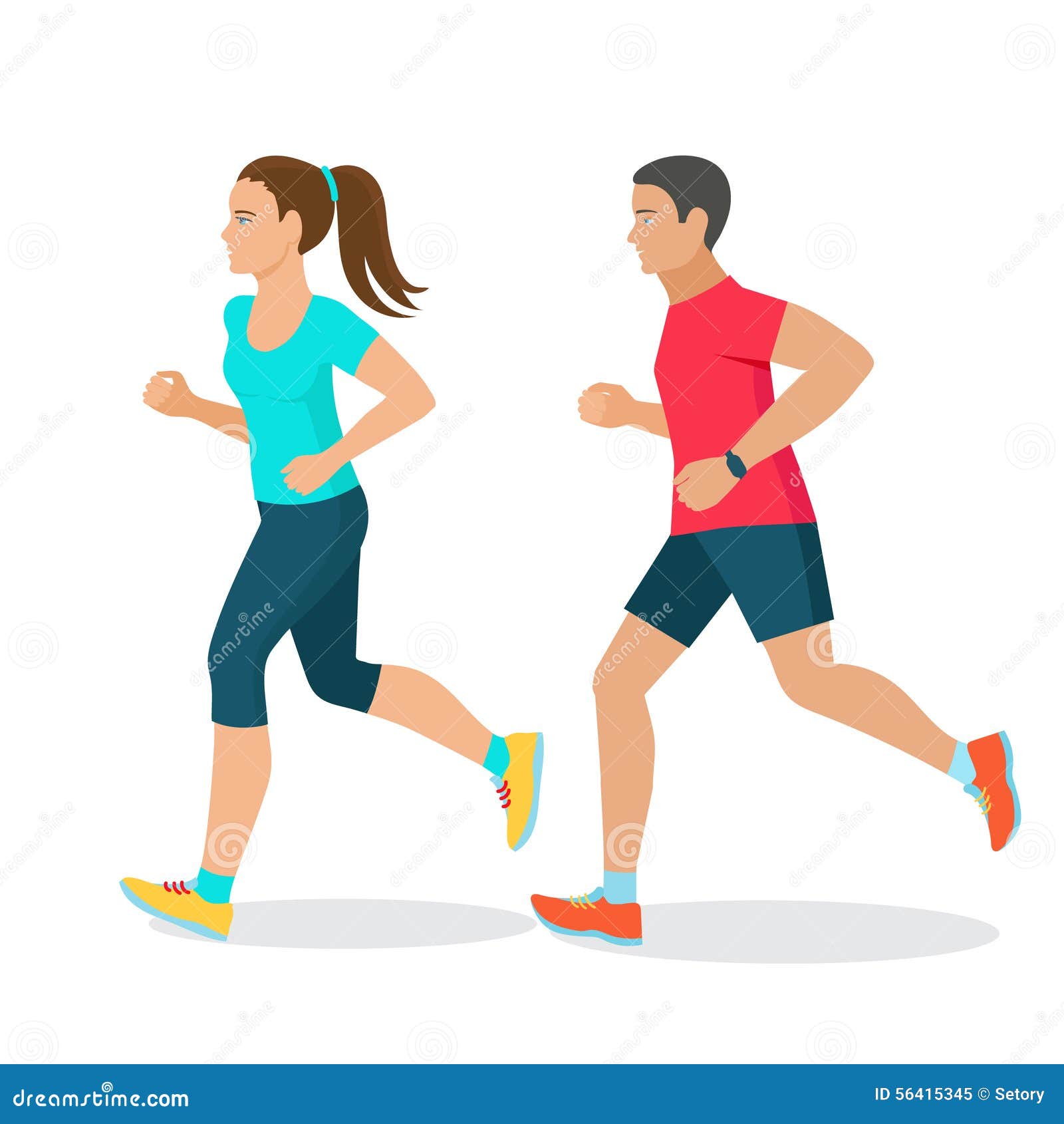 Lopende man en vrouw vector illustratie. Illustration of mensen - 56415345