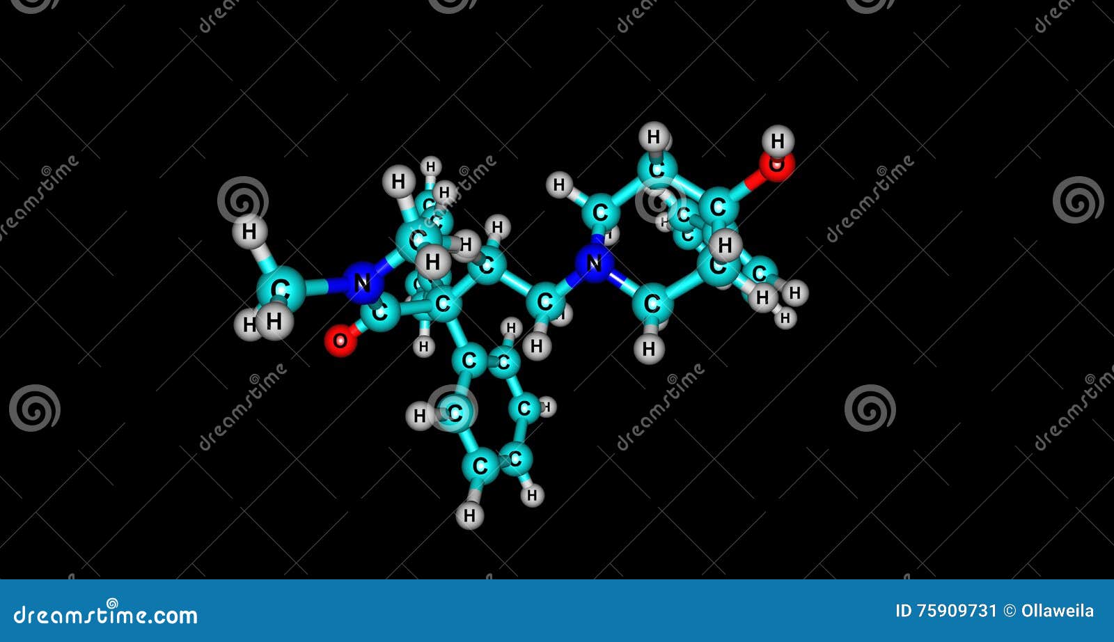 Loperamide Molecule Molecular Structures Imodium 3d Model Structural Chemical Formula And