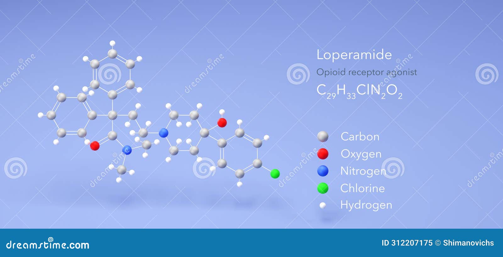 Loperamide Molecule, Molecular Structures, Imodium, 3d Model ...