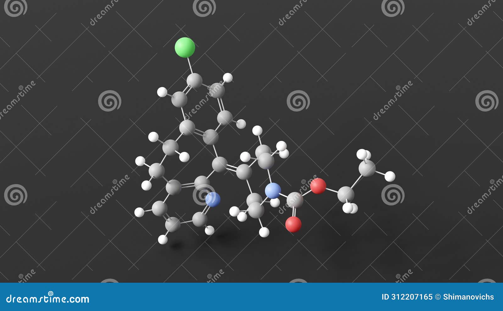 Loratadine Molecular Structure, Claritin, Ball and Stick 3d Model ...