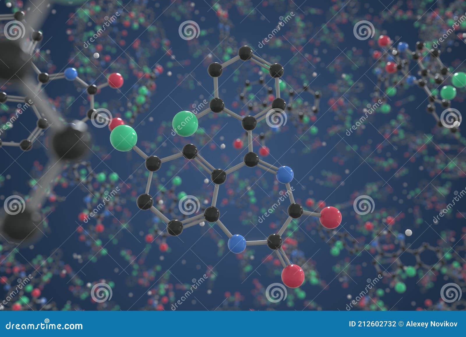 Lorazepam Molecule. Ball-and-stick Molecular Model. Chemistry Related ...