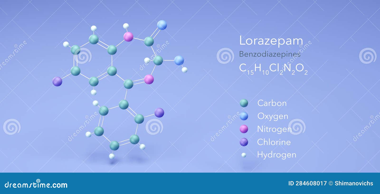 Lorazepam Molecule, Molecular Structures, Benzodiazepines, 3d Model ...