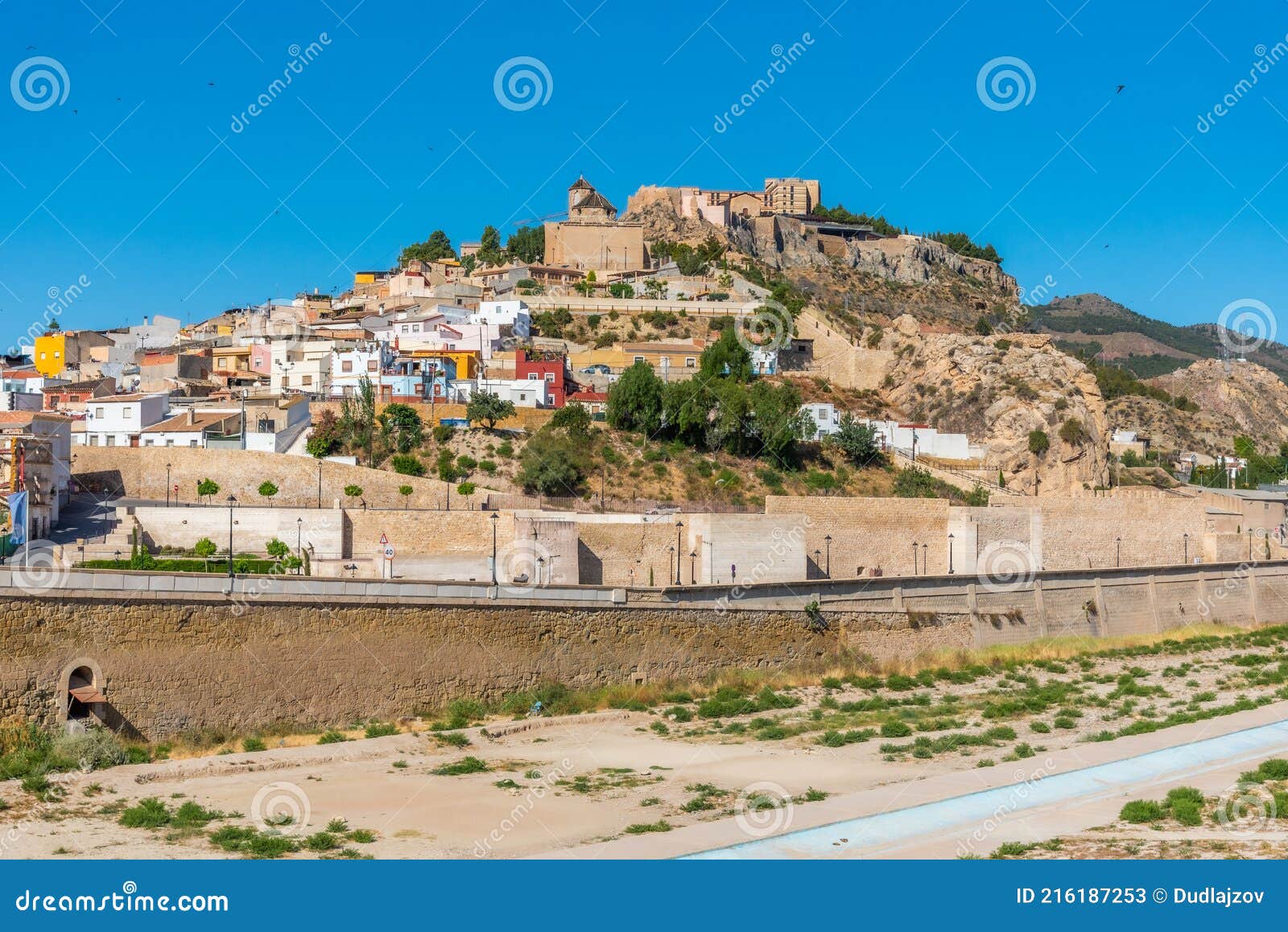 Lorca Castle Viewed from Behind Guadalentin River, Spain Stock Image ...