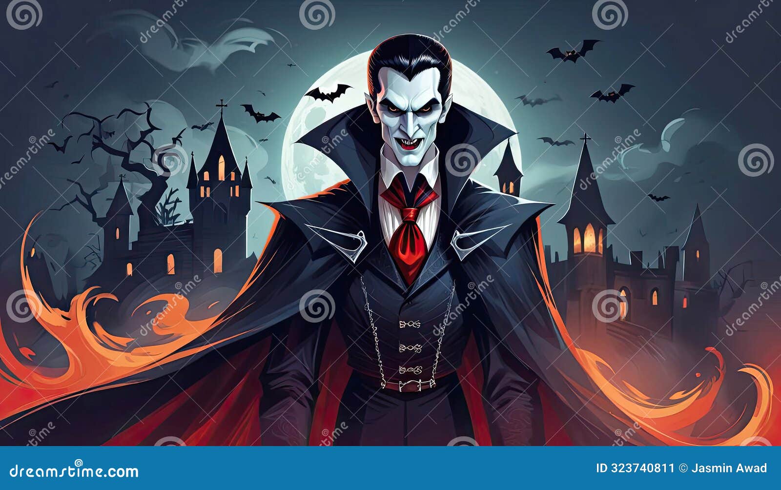 Lord Dracula Vampire at Night Stock Illustration - Illustration of ...