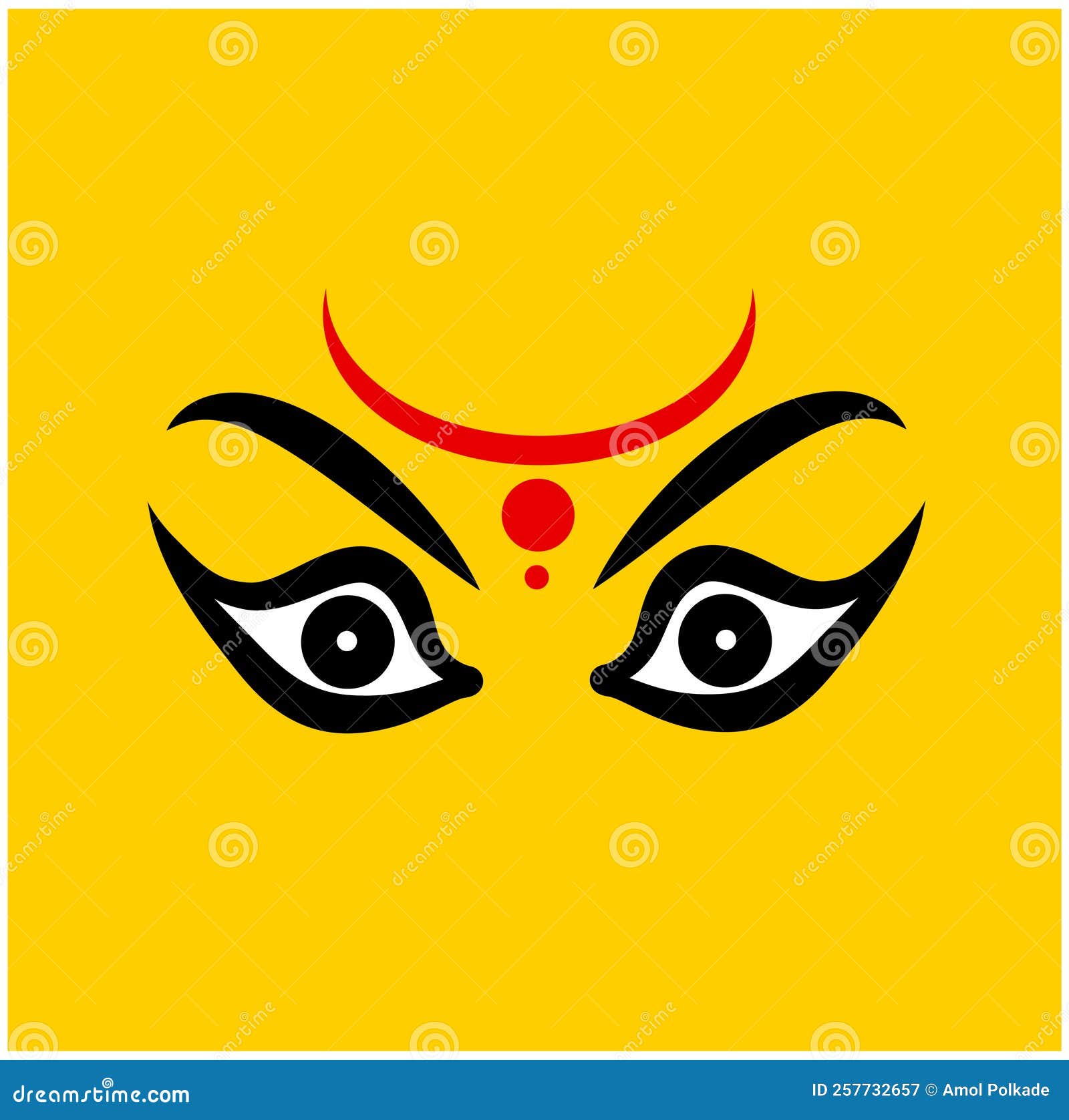 Lord Durga Face Icon. Durga Eyes Vector Stock Vector - Illustration of ...