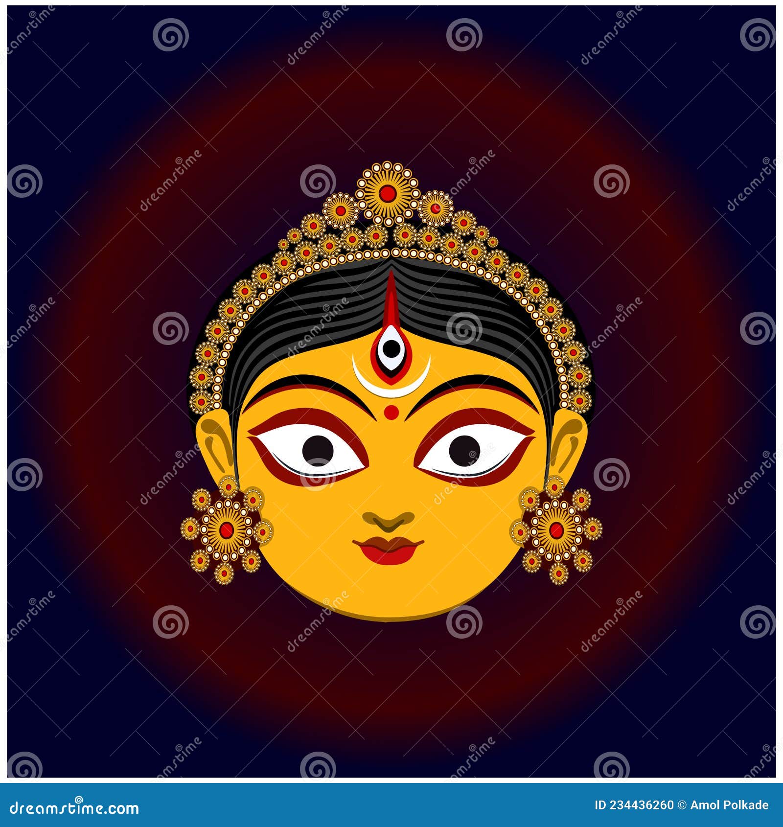 Lord Durga Face Icon. Durga Eyes Vector | CartoonDealer.com #257732657
