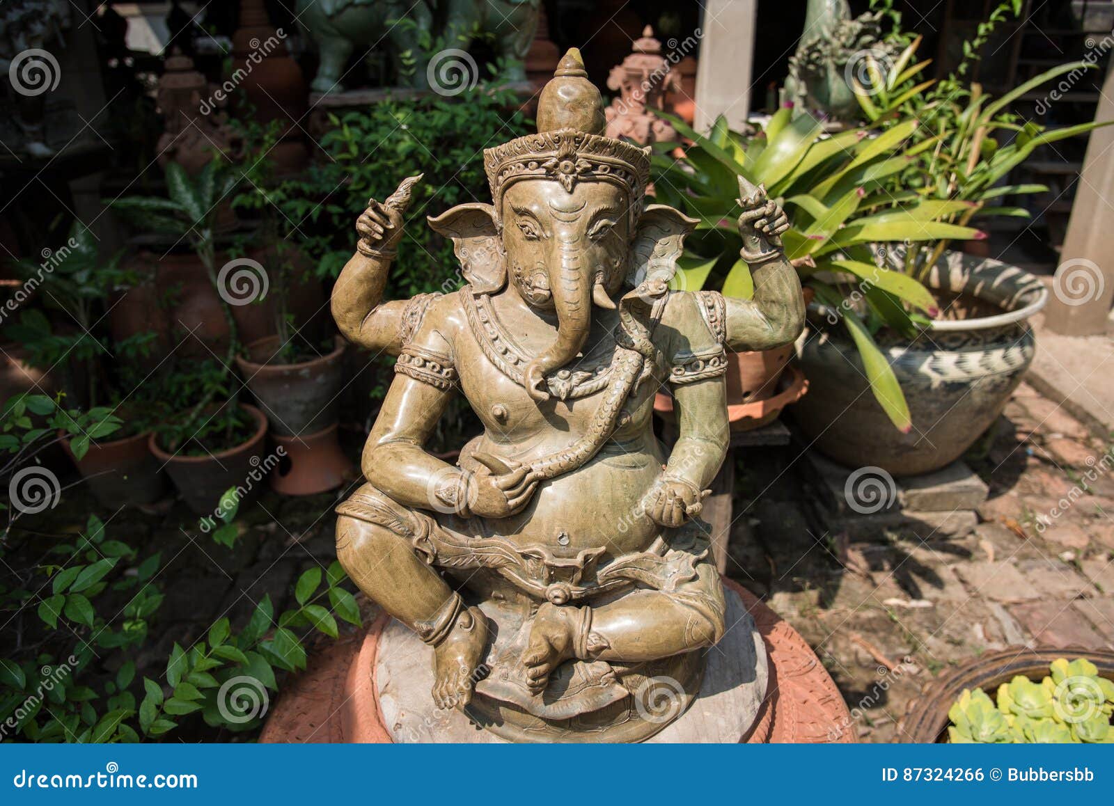 Lord Ganesh - Hindu God of Prosperity in the Garden. Stock Photo ...